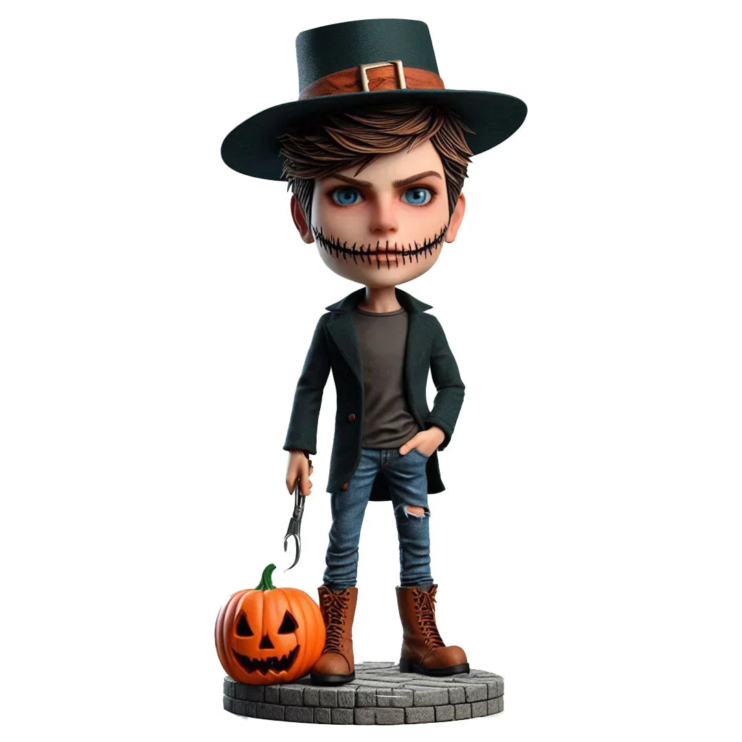 Halloween male zombie custom bobblehead doll with knife, pumpkin and ...