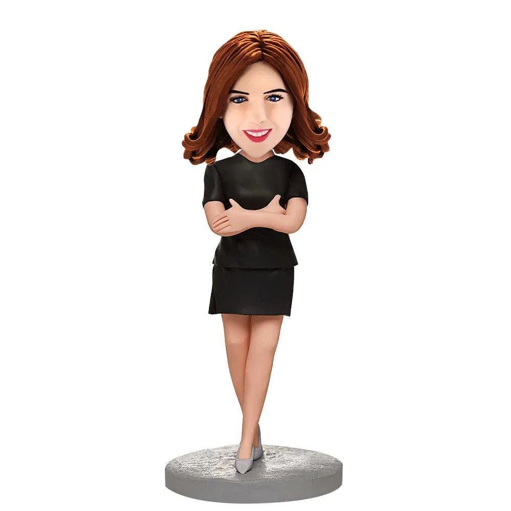 Custom Arms Folded Business Woman Bobbleheads With Engraved Text ...